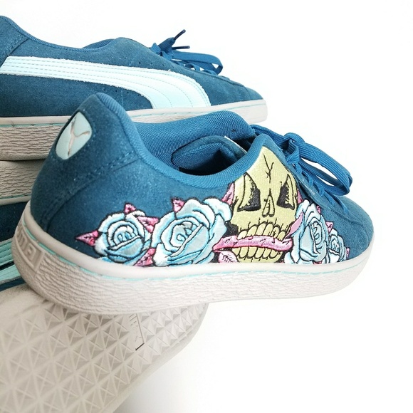 Puma | Shoes | Puma Suede Sb Skull Blue Diamond Rose | Poshmark